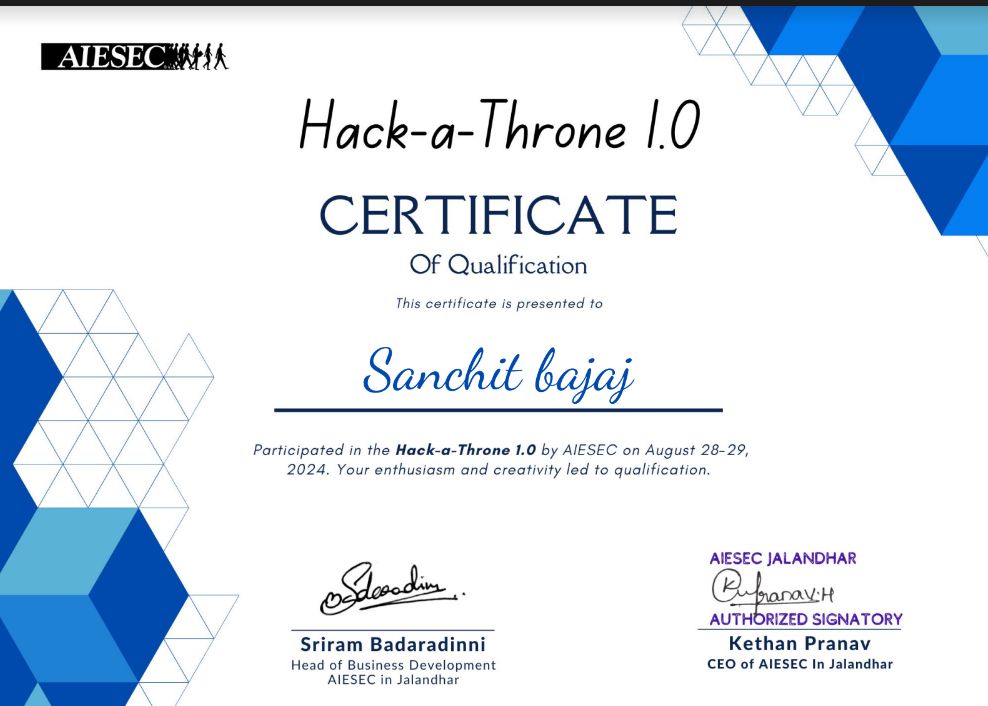 Sanchit Bajaj on LinkedIn: #hackathon #techinnovation Sanchit Bajaj on LinkedIn: #hackathon #techinnovation