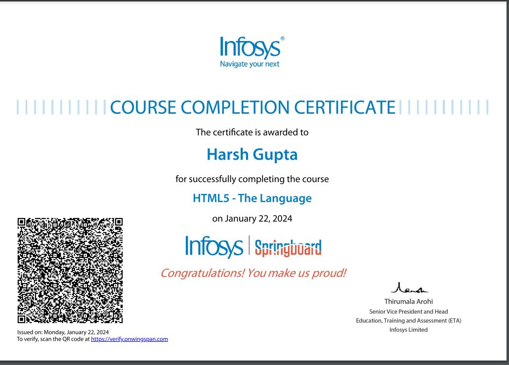 Harsh Gupta on LinkedIn: #html #infosys Harsh Gupta on LinkedIn: #html #infosys