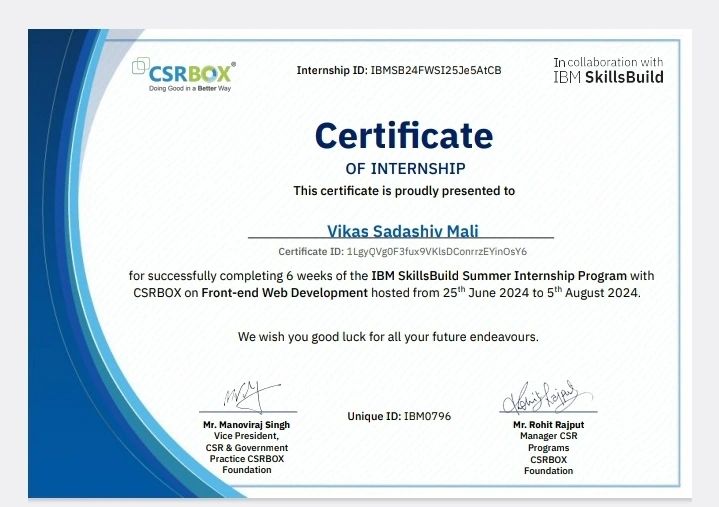 Vikas Mali on LinkedIn: #frontenddevelopment #internship # ... Vikas Mali on LinkedIn: #frontenddevelopment #internship # ...