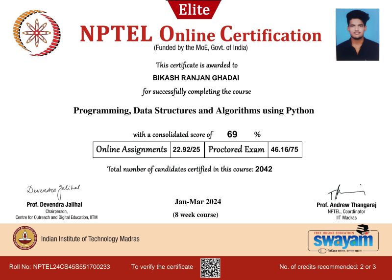 Bikash Ghadai on LinkedIn: #nptel #elitecertificate #continuouslearning ... Bikash Ghadai on LinkedIn: #nptel #elitecertificate #continuouslearning ...