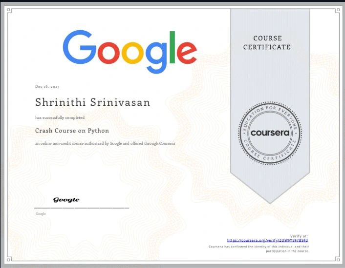 Shrinithi Srinivasan on LinkedIn: #python #programming #coursera # ... Shrinithi Srinivasan on LinkedIn: #python #programming #coursera # ...