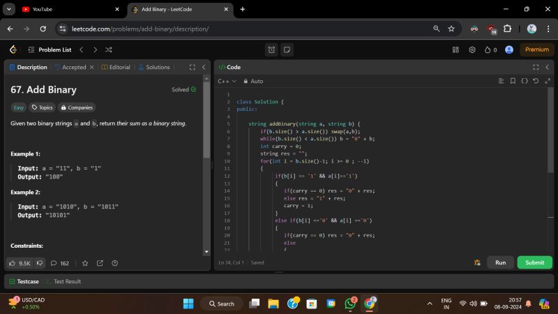 Manav Saini on LinkedIn: 🎯 Day 40/100: Solved Add Binary on LeetCode ... Manav Saini on LinkedIn: 🎯 Day 40/100: Solved Add Binary on LeetCode ...