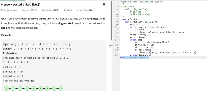 #gfg160 #geekstreak2024 #heap #priorityqueue #linkedlist #merge #python ... #gfg160 #geekstreak2024 #heap #priorityqueue #linkedlist #merge #python ...