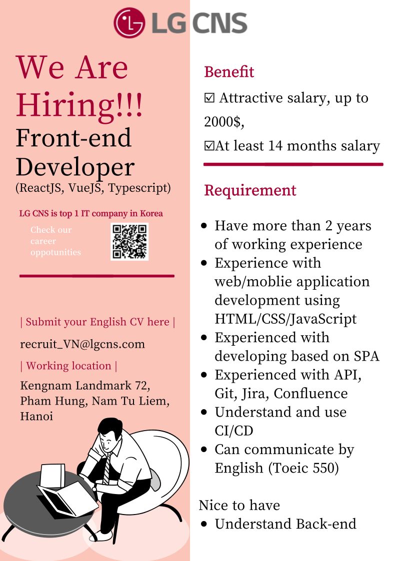 LG CNS Vietnam on LinkedIn: #frontenddeveloper #reactjs #vuejs # ... LG CNS Vietnam on LinkedIn: #frontenddeveloper #reactjs #vuejs # ...