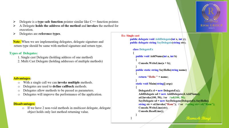 Ramesh Bingi on LinkedIn: What is Delegate? Types of Delegates in C#? Ramesh Bingi on LinkedIn: What is Delegate? Types of Delegates in C#?