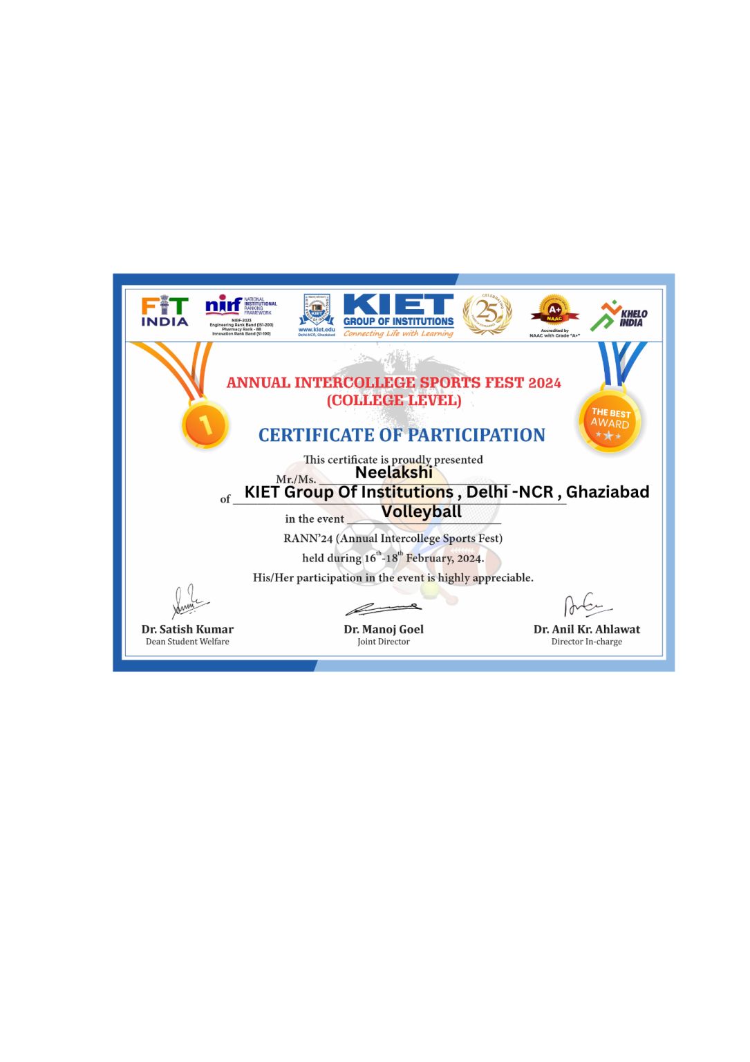 Neelakshi Kaushik on LinkedIn: #rannsportsfest #volleyballparticipant Neelakshi Kaushik on LinkedIn: #rannsportsfest #volleyballparticipant