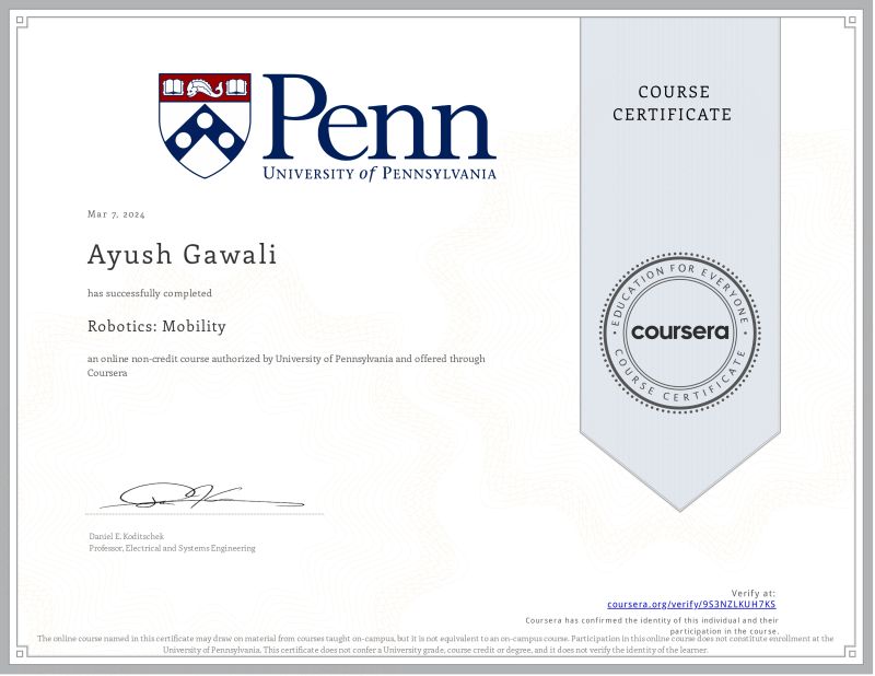 #coursera #robotics #professionaldevelopment #penn | Ayush Gawali #coursera #robotics #professionaldevelopment #penn | Ayush Gawali