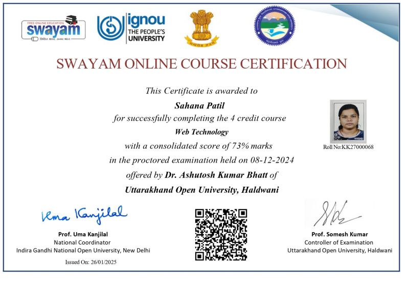 Sahana Patil on LinkedIn: #webtechnology #swayam #webdevelopment # ... Sahana Patil on LinkedIn: #webtechnology #swayam #webdevelopment # ...