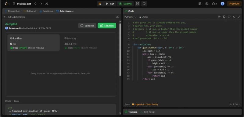 #100daysofcode #leetcode #java #binarysearch #guessinggame… | Saravanan G #100daysofcode #leetcode #java #binarysearch #guessinggame… | Saravanan G