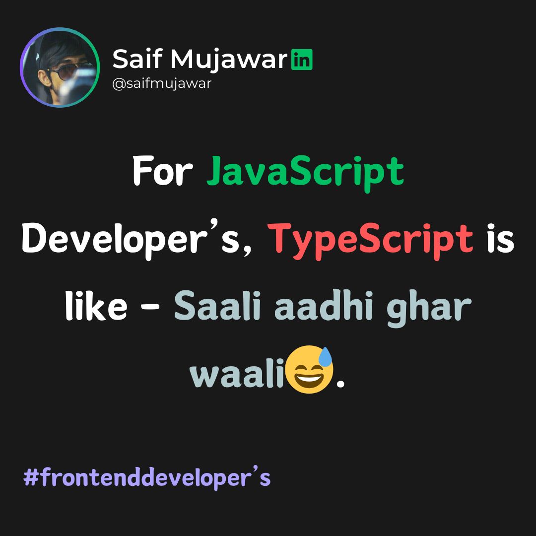 Saif M. on LinkedIn: #javascript #typescript #reactjs #angular Saif M. on LinkedIn: #javascript #typescript #reactjs #angular