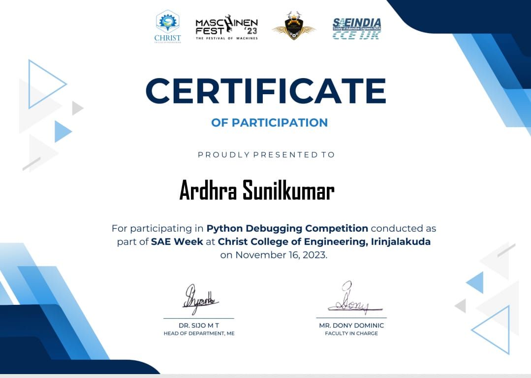 Ardhra SunilKumar on LinkedIn: #pythonprogramming #competition #knowledge Ardhra SunilKumar on LinkedIn: #pythonprogramming #competition #knowledge