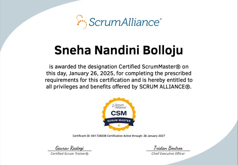 #scrummaster #agile #csm #scrumalliance #continuouslearning… | Sneha ... #scrummaster #agile #csm #scrumalliance #continuouslearning… | Sneha ...