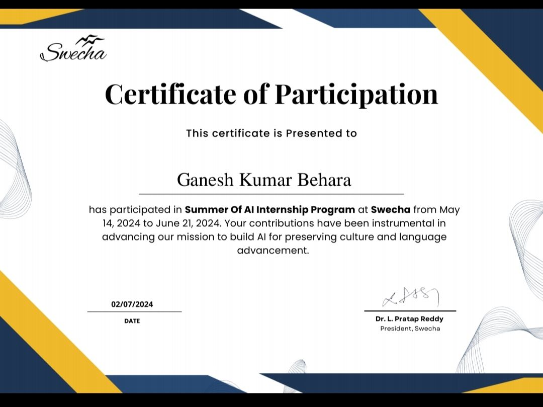 Ganesh kumar Behara on LinkedIn: #artificialintelligence #internship # ... Ganesh kumar Behara on LinkedIn: #artificialintelligence #internship # ...
