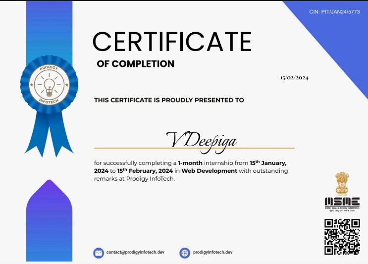Deepiga V on LinkedIn: #prodigyinfotech #intern #webdevelopment Deepiga V on LinkedIn: #prodigyinfotech #intern #webdevelopment