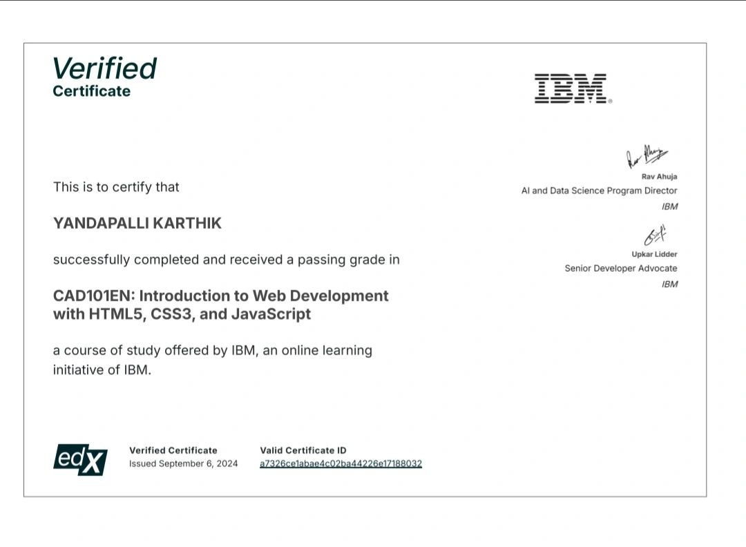 #webdevelopment #html #css #javascript #ibm #edx | Karthik Yandapalli #webdevelopment #html #css #javascript #ibm #edx | Karthik Yandapalli