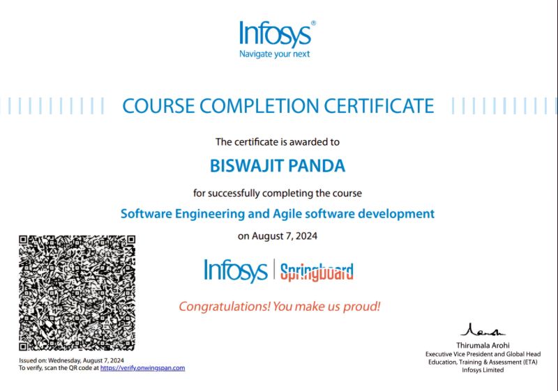 Biswajit Panda on LinkedIn: #infosys #java #software Biswajit Panda on LinkedIn: #infosys #java #software