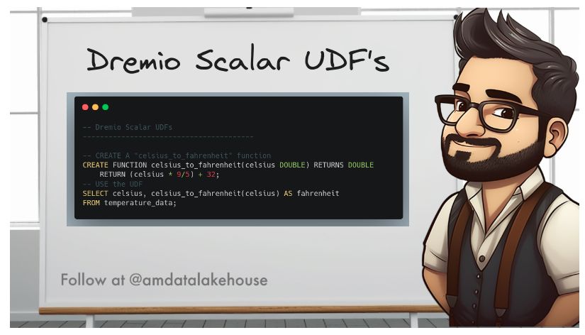 Alex Merced on LinkedIn: DREMIO SCALAR UDFs User-defined functions ... Alex Merced on LinkedIn: DREMIO SCALAR UDFs User-defined functions ...