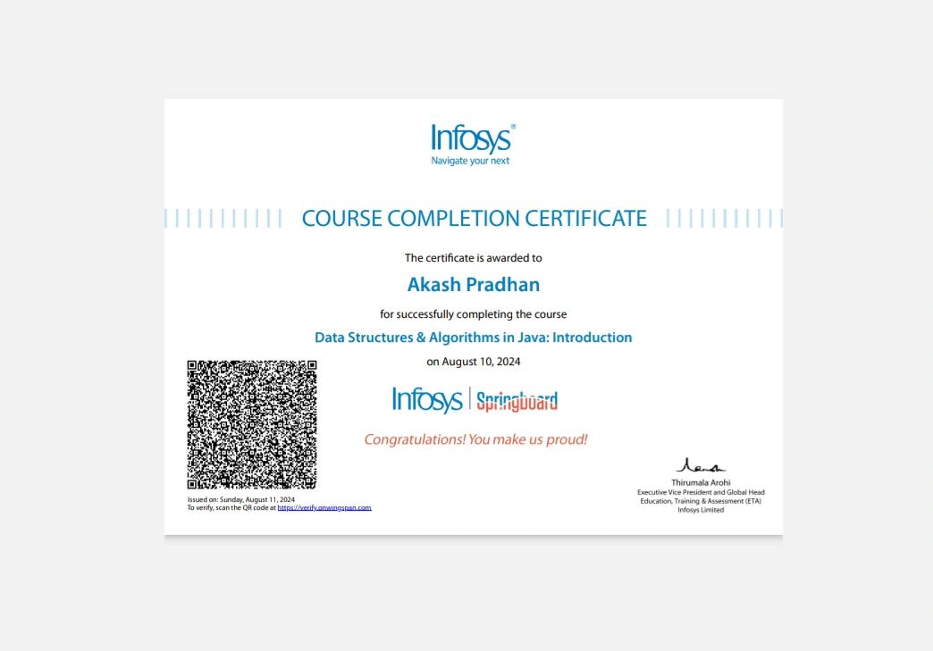 AKASH PRADHAN on LinkedIn: #infosys #springboard #dsa AKASH PRADHAN on LinkedIn: #infosys #springboard #dsa