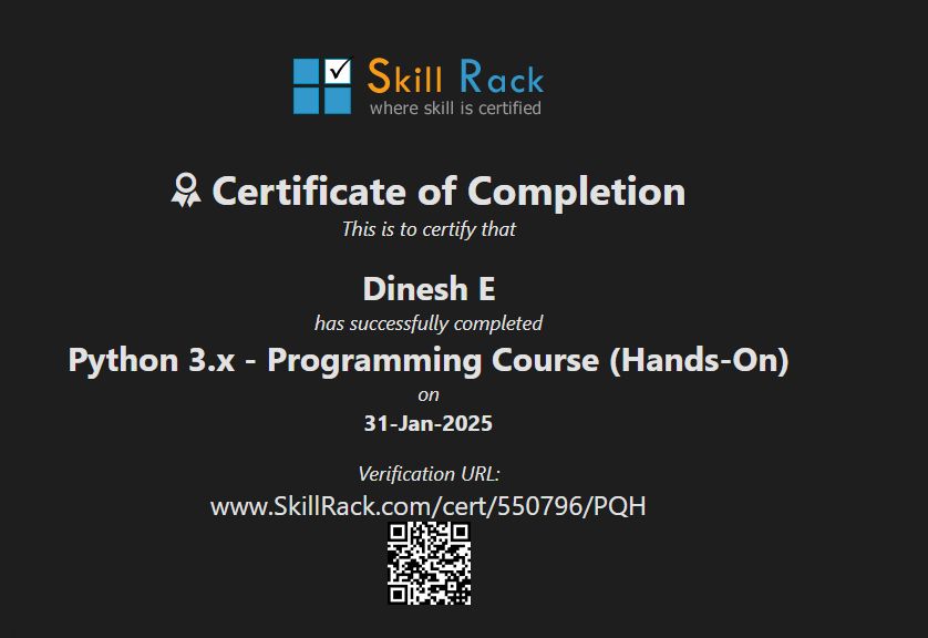 #python #skillrack #coding #learning #achievement #tech | Dinesh Elangovan #python #skillrack #coding #learning #achievement #tech | Dinesh Elangovan