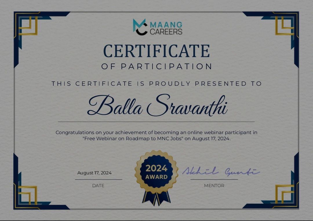 Balla Sravanthi on LinkedIn: #maangcareers Balla Sravanthi on LinkedIn: #maangcareers