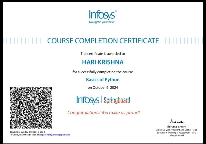 HARI KRISHNA on LinkedIn: #python #certification #continuouslearning # ... HARI KRISHNA on LinkedIn: #python #certification #continuouslearning # ...