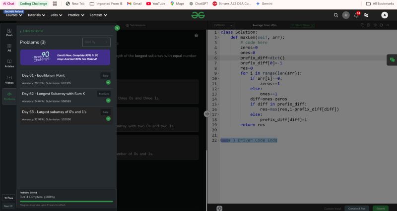 Amarjeet Kumar on LinkedIn: #largestsubarrayequal01 #hashing #prefixsum ... Amarjeet Kumar on LinkedIn: #largestsubarrayequal01 #hashing #prefixsum ...