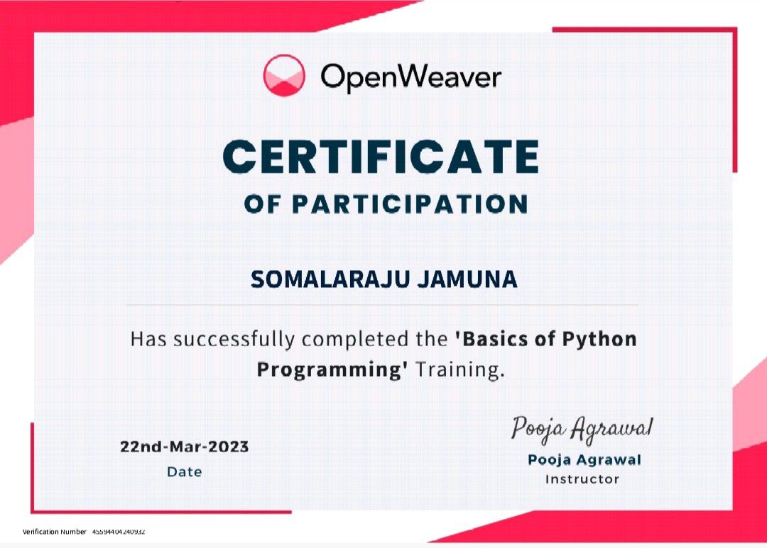 Somalaraju Jamuna on LinkedIn: #programming #python #pythonprogramming ... Somalaraju Jamuna on LinkedIn: #programming #python #pythonprogramming ...