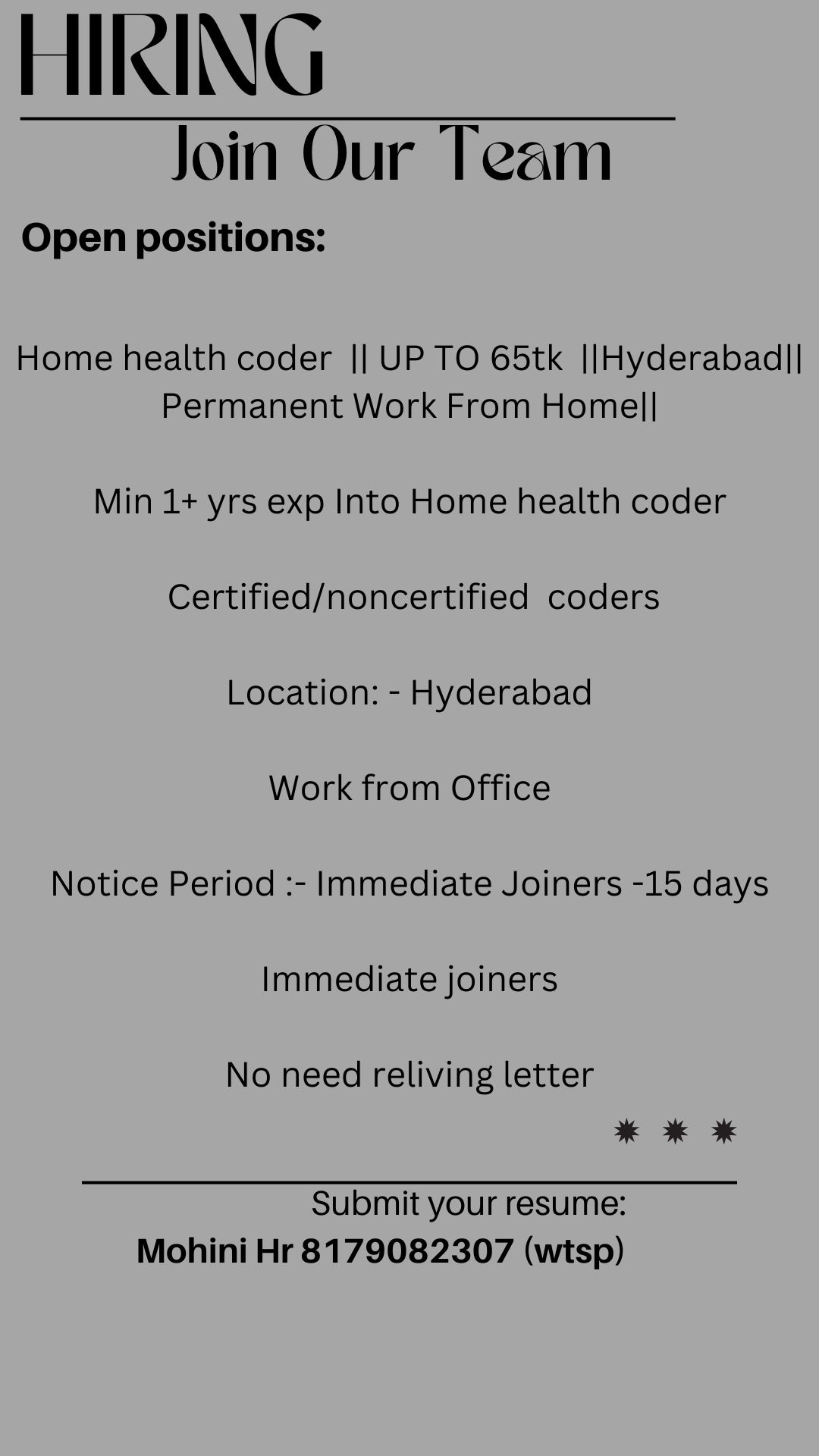 We Are Hiring || Home health coder || UP TO 65tk ||Hyderabad ... We Are Hiring || Home health coder || UP TO 65tk ||Hyderabad ...