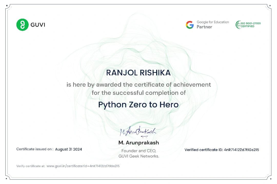 RISHIKA RANJOL on LinkedIn: #guvi #python #learningjourney # ... RISHIKA RANJOL on LinkedIn: #guvi #python #learningjourney # ...