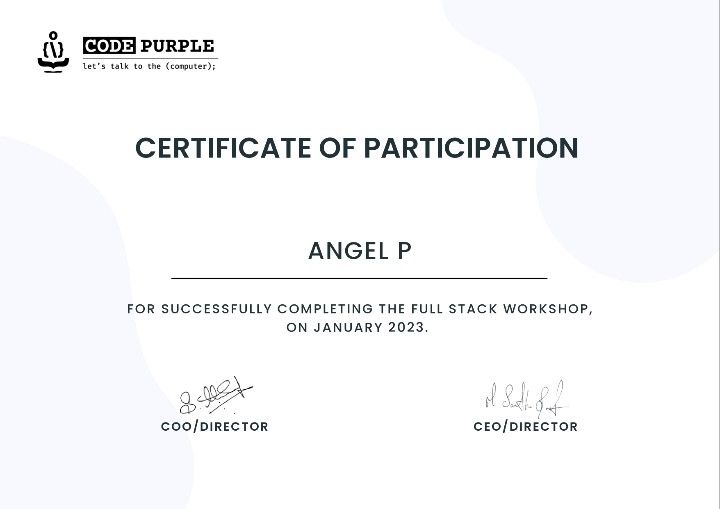 Angel P on LinkedIn: #codepurpleacademy #fullstackdevelopment #workshop ... Angel P on LinkedIn: #codepurpleacademy #fullstackdevelopment #workshop ...
