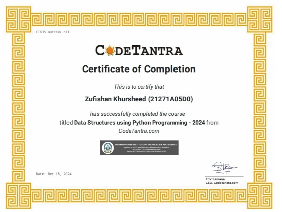 Zufishan Khursheed on LinkedIn: #python #datastructures #coding # ... Zufishan Khursheed on LinkedIn: #python #datastructures #coding # ...