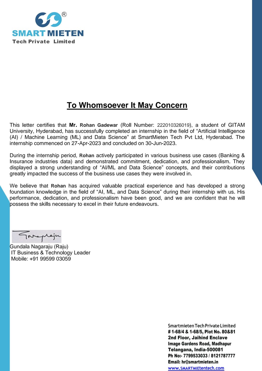 Rohan Gadewar on LinkedIn: Exciting News: Successfully Completed ... Rohan Gadewar on LinkedIn: Exciting News: Successfully Completed ...