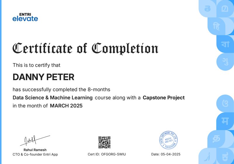 #datascience #machinelearning #entri #entrielevate | Danny Peter #datascience #machinelearning #entri #entrielevate | Danny Peter