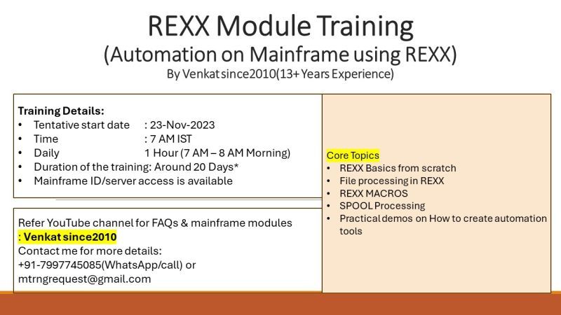 Venkat Trainer on LinkedIn: #mainframe #mainframemodernization # ... Venkat Trainer on LinkedIn: #mainframe #mainframemodernization # ...