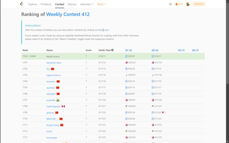 Mudit Anand on LinkedIn: #leetcode #weeklycontest #competitivecoding Mudit Anand on LinkedIn: #leetcode #weeklycontest #competitivecoding