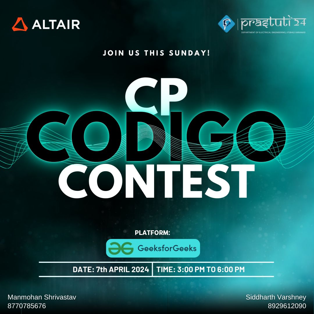 #iitbhu #cp #coding #contest #gfg #dsa | PRASTUTI, IIT(BHU) Varanasi #iitbhu #cp #coding #contest #gfg #dsa | PRASTUTI, IIT(BHU) Varanasi