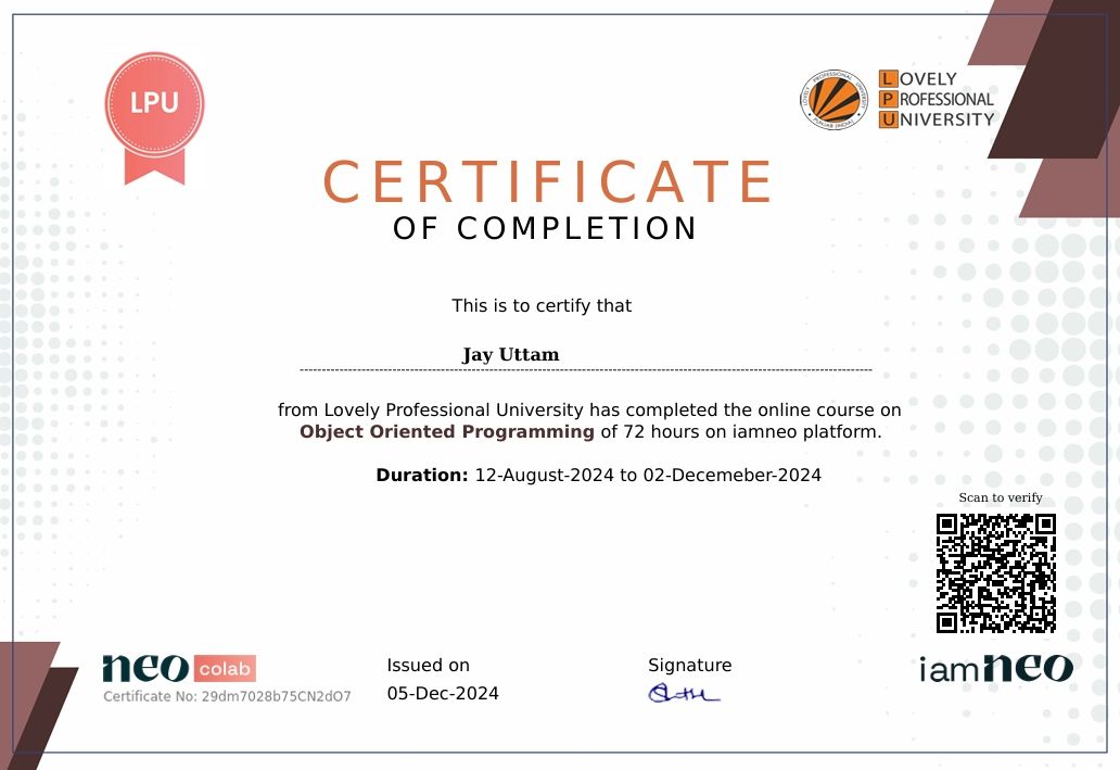 Jay Uttam on LinkedIn: #cplusplus #certification #iamneo #programming # ... Jay Uttam on LinkedIn: #cplusplus #certification #iamneo #programming # ...