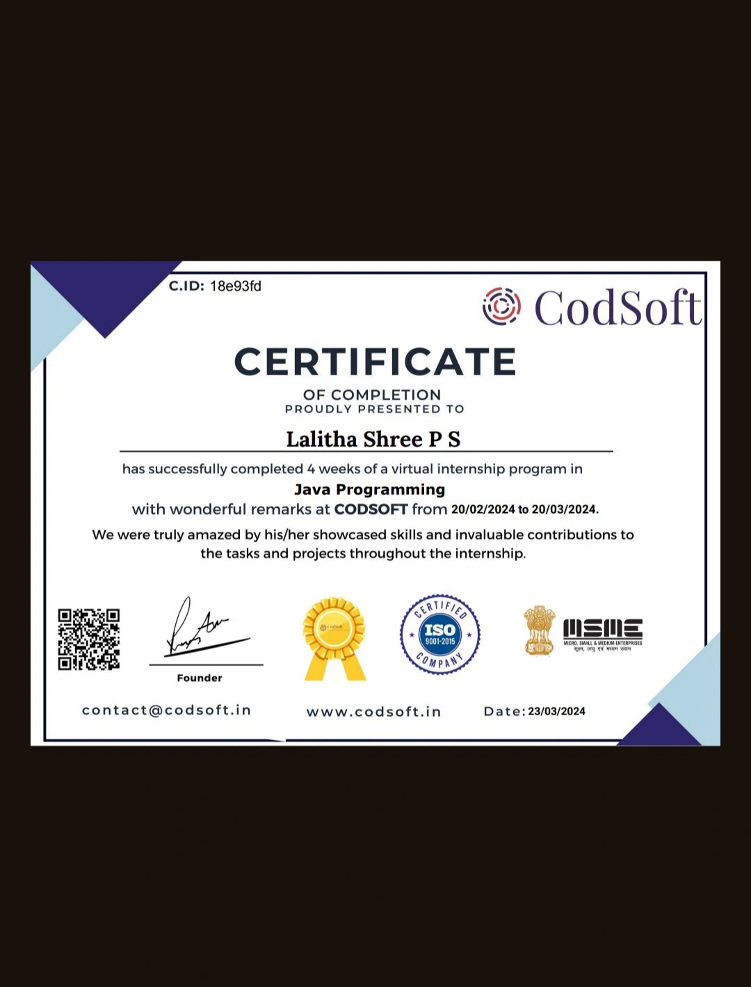 #codsoft #internship #javaprogram | Lalitha Shree P S #codsoft #internship #javaprogram | Lalitha Shree P S