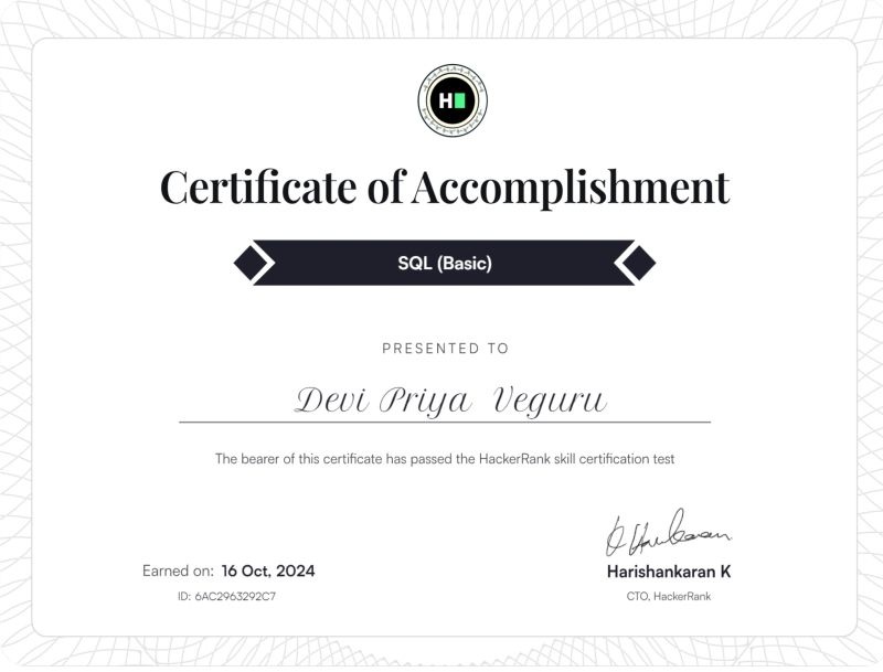 Devi priya Veguru on LinkedIn: #sql #coding #programming #hackerrank # ... Devi priya Veguru on LinkedIn: #sql #coding #programming #hackerrank # ...