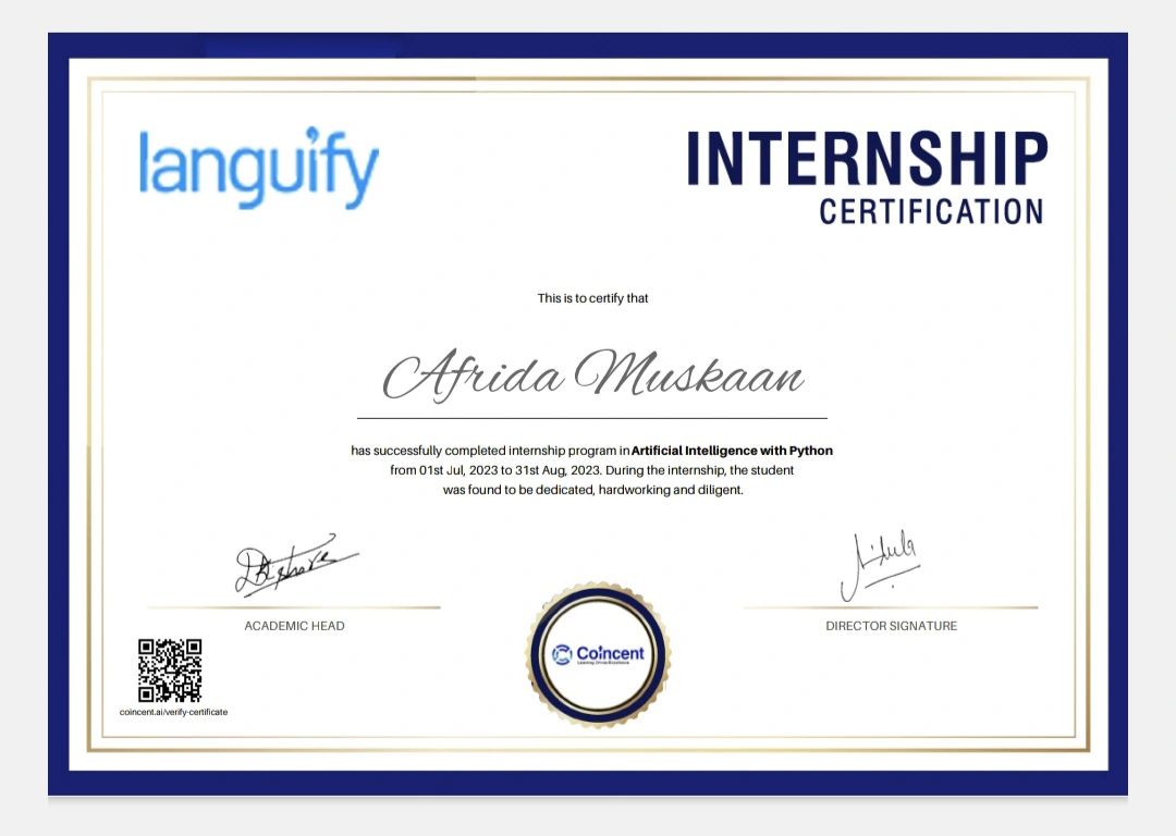 Shaik Afrida Muskaan on LinkedIn: Exciting news🎉! I'm thrilled to share ... Shaik Afrida Muskaan on LinkedIn: Exciting news🎉! I'm thrilled to share ...