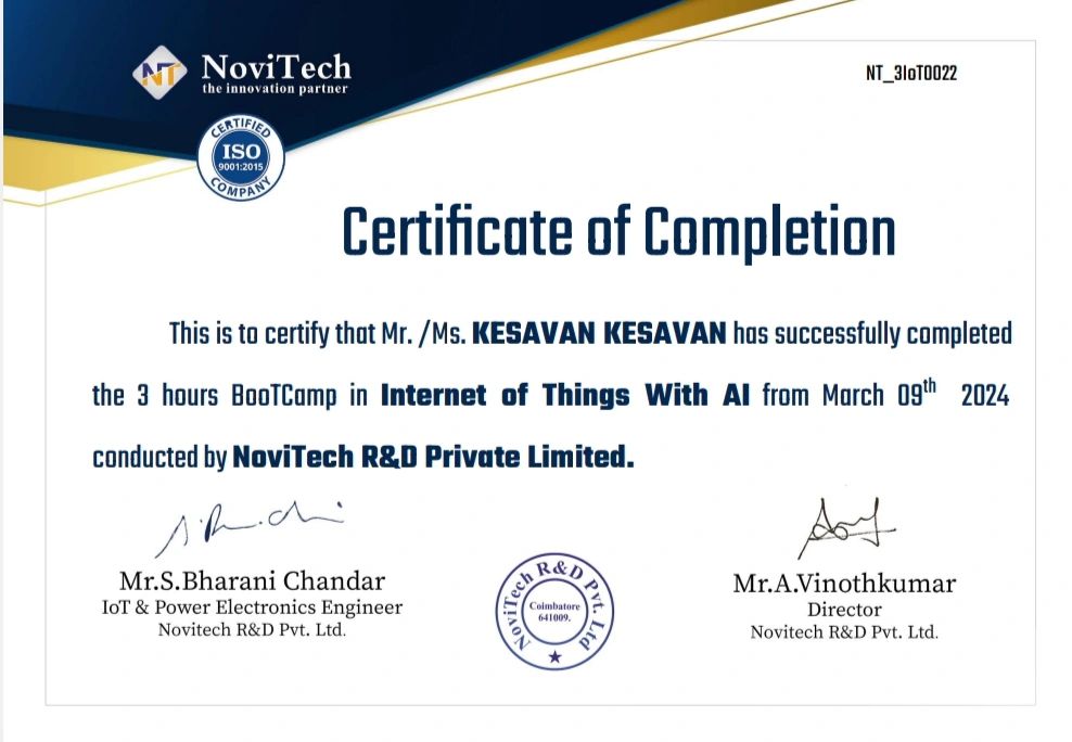 Kesavan Kumar on LinkedIn: #iot #ai #coding Kesavan Kumar on LinkedIn: #iot #ai #coding