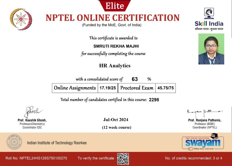 Smruti Rekha Majhi on LinkedIn: #nptel #certification #iitroorkee # ... Smruti Rekha Majhi on LinkedIn: #nptel #certification #iitroorkee # ...