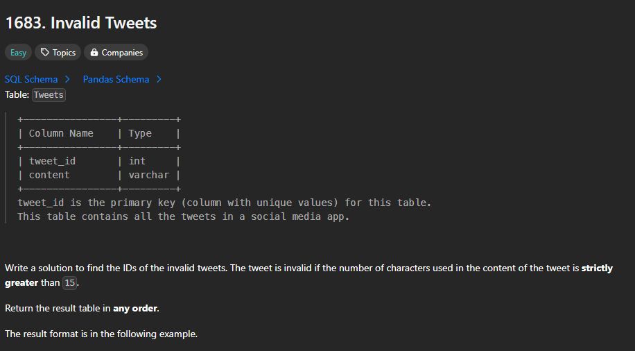 Lingesh Waran G on LinkedIn: #sqlchallenge #leetcode #invalidtweets # ... Lingesh Waran G on LinkedIn: #sqlchallenge #leetcode #invalidtweets # ...