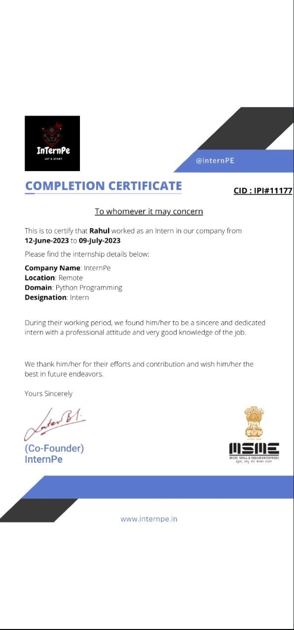 Rahul Rahul on LinkedIn: InternPe Invertis University Rahul Rahul on LinkedIn: InternPe Invertis University