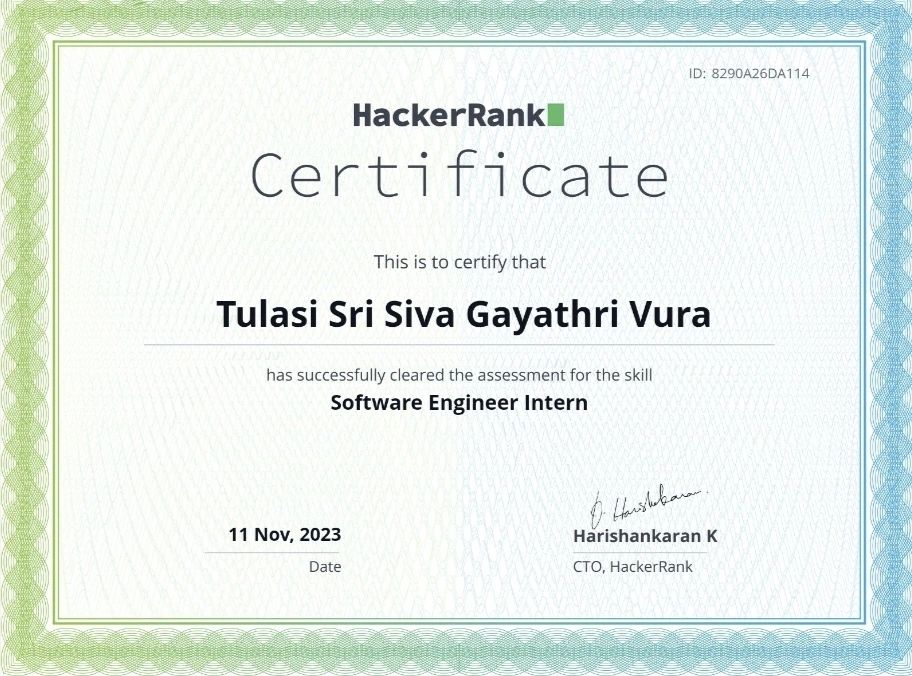 Vura Tulasi Sri Siva Gayathri on LinkedIn: #softwareengineering # ... Vura Tulasi Sri Siva Gayathri on LinkedIn: #softwareengineering # ...