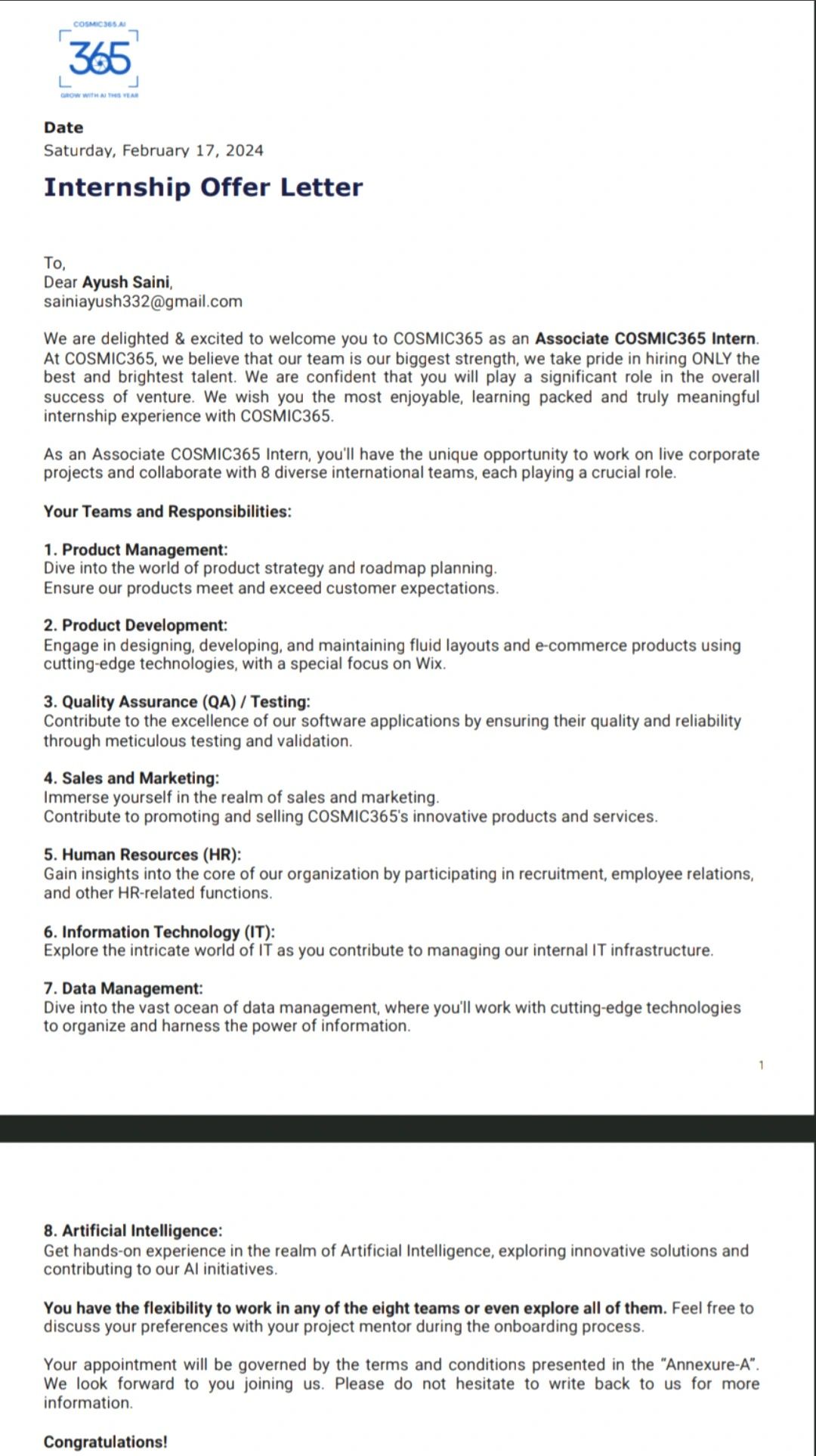Aayush Saini on LinkedIn: #cosmic365 #internship | 27 comments Aayush Saini on LinkedIn: #cosmic365 #internship | 27 comments