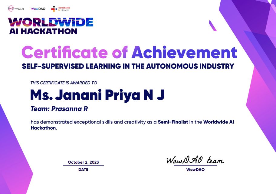 Janani Jayachandran on LinkedIn: #worldwideaihackathon #semifinalist # ... Janani Jayachandran on LinkedIn: #worldwideaihackathon #semifinalist # ...