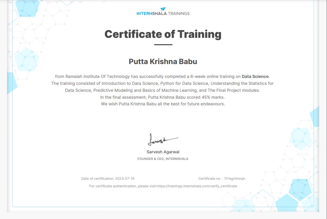 Putta Krishna babu on LinkedIn: #datascience #dataenthusiast Putta Krishna babu on LinkedIn: #datascience #dataenthusiast