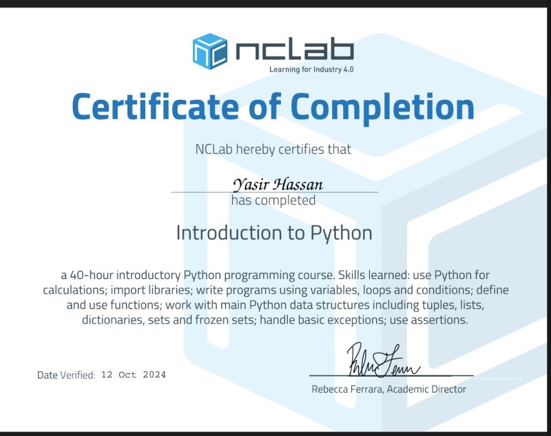 Yasir Hassan on LinkedIn: #pythonprogramming #continuouslearning # ... Yasir Hassan on LinkedIn: #pythonprogramming #continuouslearning # ...