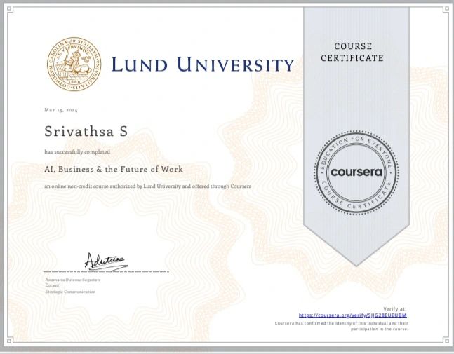 Srivathsa S on LinkedIn: Happy to share that I've earned a ... Srivathsa S on LinkedIn: Happy to share that I've earned a ...